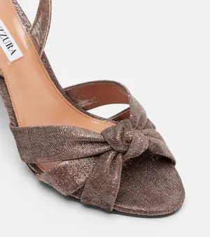 AQUAZZURA Nina 85 Metallic-effect Twill Sandals - Brown