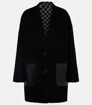 Gucci Reversible Leather-trimmed Wool Coat - Black