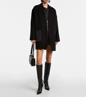 Gucci Reversible Leather-trimmed Wool Coat - Black