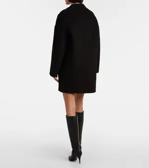 Gucci Reversible Leather-trimmed Wool Coat - Black