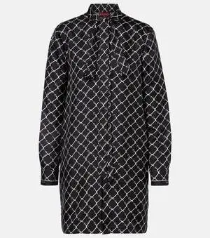 Gucci Printed Tie-neck Silk Minidress