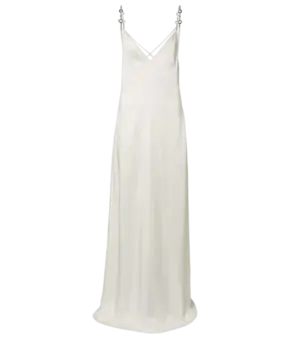 Gucci Horsebit Embellished Satin Slip Dress - White