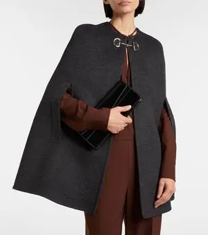 Gucci Caban Horsebit Wool Cape - Grey