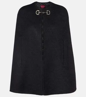 Gucci Caban Horsebit Wool Cape - Grey
