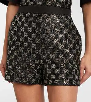Gucci Gg Embellished High-rise Shorts - Black