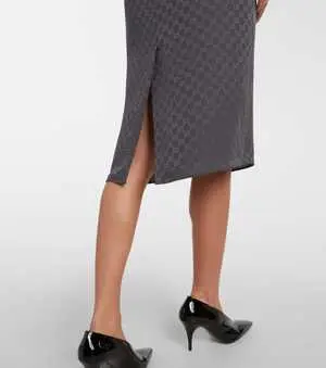 Gucci Gg Low-rise Silk Pencil Skirt - Grey