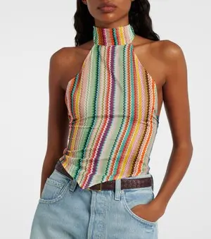 Missoni Striped Halterneck Cotton And Silk Top - Multicoloured