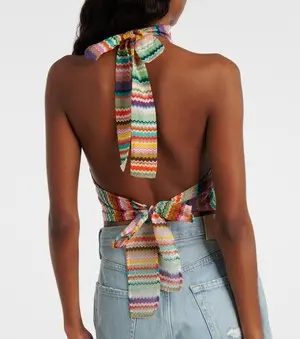 Missoni Striped Halterneck Cotton And Silk Top - Multicoloured