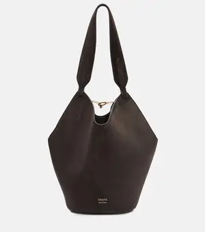 Khaite Lotus Mini Suede Tote Bag - Brown