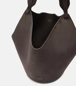 Khaite Lotus Mini Suede Tote Bag - Brown