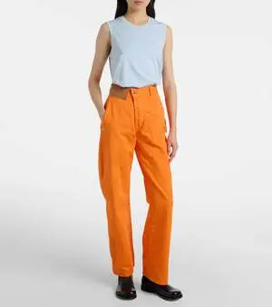 JW Anderson Embroidered High-rise Straight Jeans - Orange
