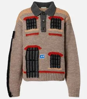 JW Anderson Wool Intarsia Jacquard Polo Sweater - Beige