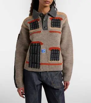 JW Anderson Wool Intarsia Jacquard Polo Sweater - Beige