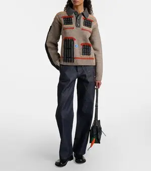 JW Anderson Wool Intarsia Jacquard Polo Sweater