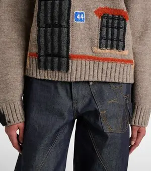 JW Anderson Wool Intarsia Jacquard Polo Sweater