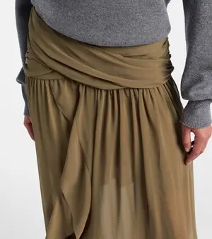 JACQUES WEI Asymmetric Draped Maxi Skirt - Green