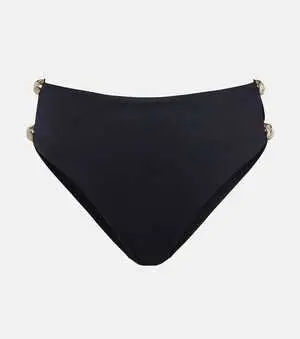 Simkhai Embellished High-rise Bikini Bottoms - Black