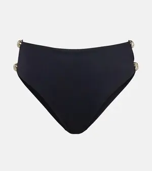 Simkhai Embellished High-rise Bikini Bottoms - Black