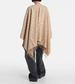 Gucci Gg Fringed Cashmere-blend Lamé Cape - Beige