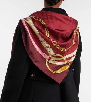 Gucci Horsebit Silk Jacquard Scarf