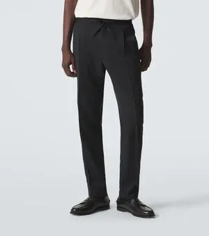 LARDINI Virgin Wool Tapered Pants - Blue
