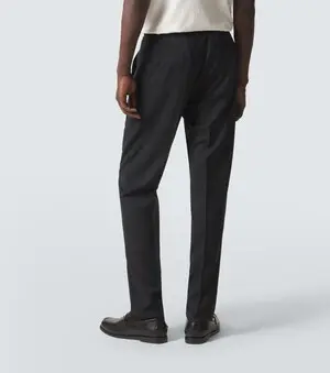 LARDINI Virgin Wool Tapered Pants - Blue