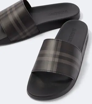 Burberry Check Slides - Brown