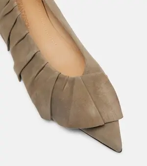 JW Anderson Ruffled Suede Ballerina Flats - Grey