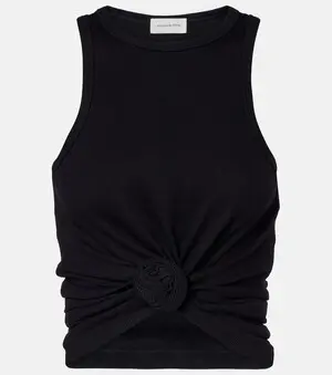 Magda Butrym Gathered Cotton-blend Jersey Tank Top - Black