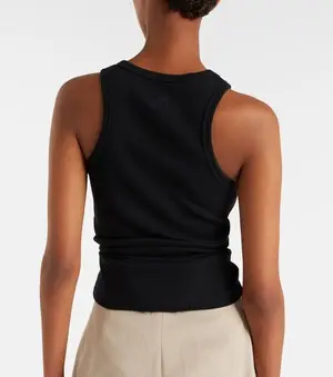 Magda Butrym Gathered Cotton-blend Jersey Tank Top - Black
