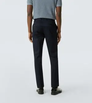 LARDINI Mid-rise Cotton Slim Pants - Blue
