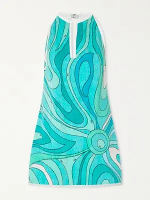 Emilio Pucci Printed Cotton-terry Halterneck Mini Dress