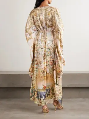 Camilla Crystal-embellished Printed Silk Kaftan
