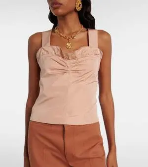 Chloé Gathered Ruffled Taffeta Crop Top