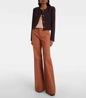 Chloé High-rise Cotton Canvas Flared Pants