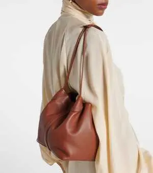 Loro Piana Bale Softy Small Leather Bucket Bag - Brown