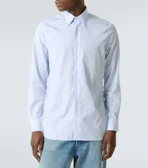 LARDINI Striped Cotton Poplin Shirt - Blue