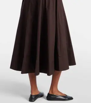 Staud Pleated Cotton Midi Dress - Brown