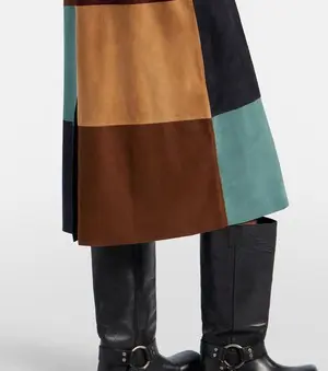 Rixo Patchwork Suede Coat - Multicoloured
