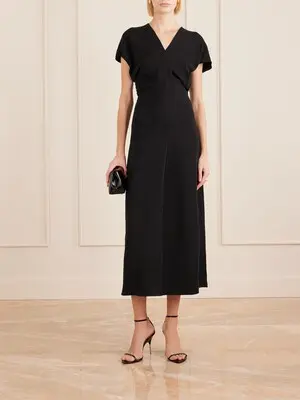 ANINE BING Zadig Gathered Crepe Midi Dress - Black