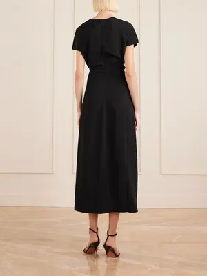 ANINE BING Zadig Gathered Crepe Midi Dress - Black