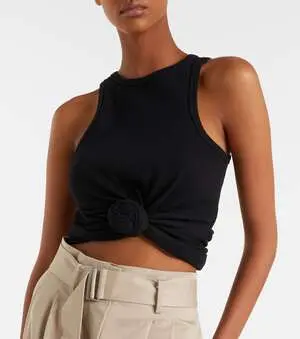 Magda Butrym Gathered Cotton-blend Jersey Tank Top - Black
