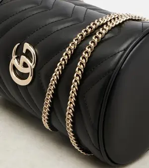 Gucci Gg Marmont Small Leather Bucket Bag - Black