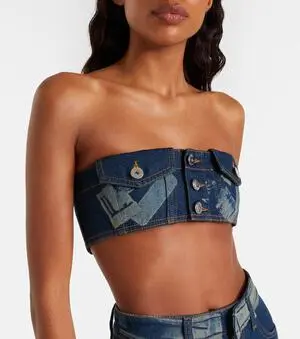 JEAN PAUL GAULTIER Trompe-l'oeil Denim Bandeau Top