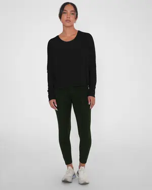 REBODY Sera Mid-length Boxy Long Sleeve Top - Black