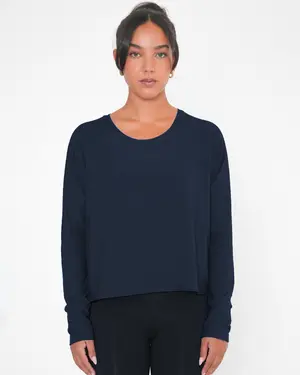 REBODY Sera Mid-length Boxy Long Sleeve Top - Navy
