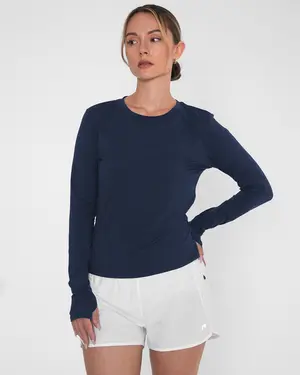 REBODY Raya Mid-length Compression Long Sleeve Top - Navy