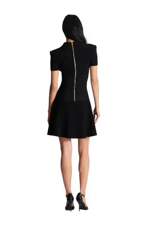 Balmain Flared Knit Dress - Black