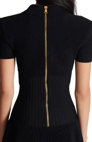 Balmain Flared Knit Dress - Black