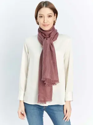 Gobi Cashmere Lightweight Cashmere Woven Scarf Rose Brown